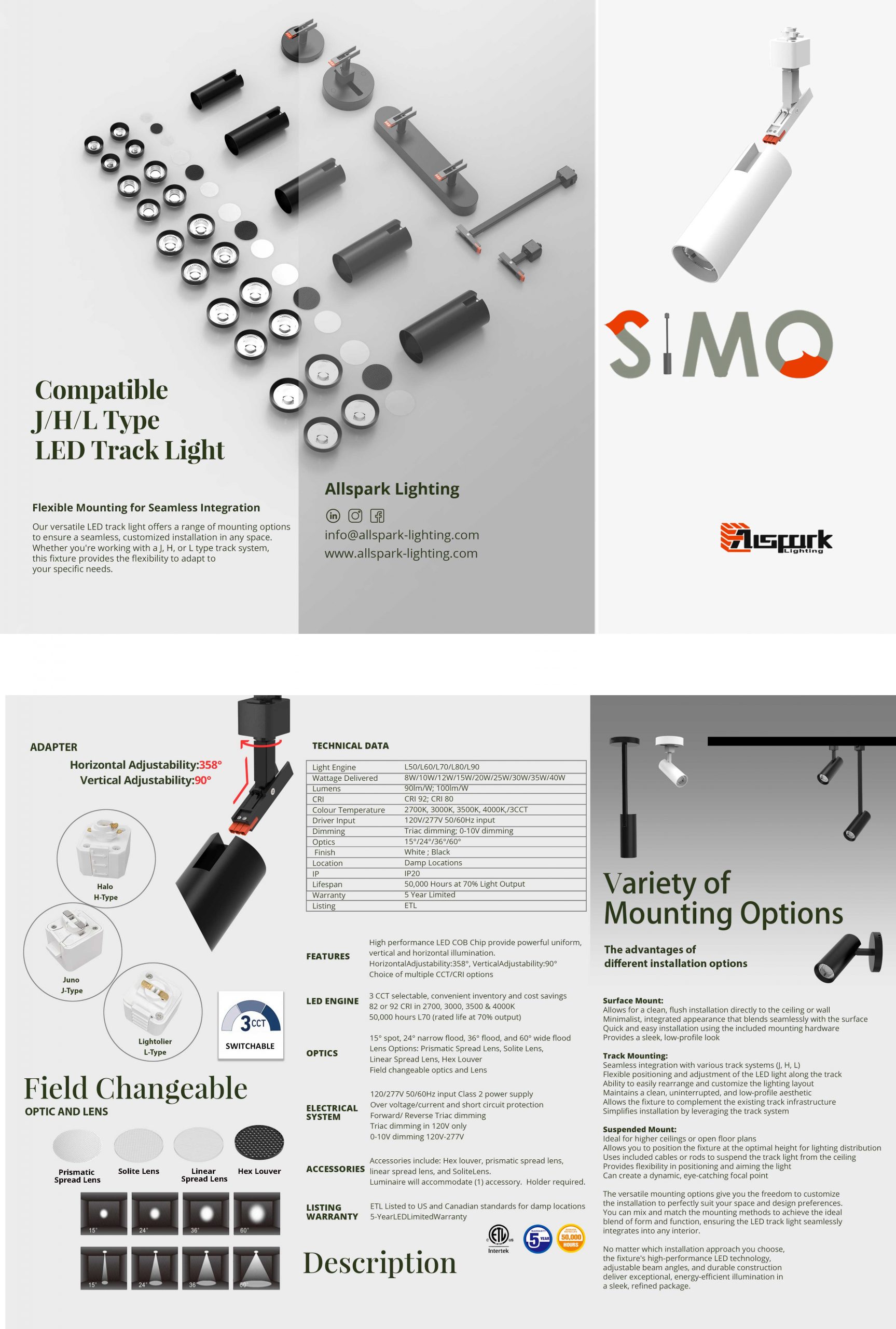 Adaptable Track Lighting J/ H/ L Type Solution for Modern Spaces