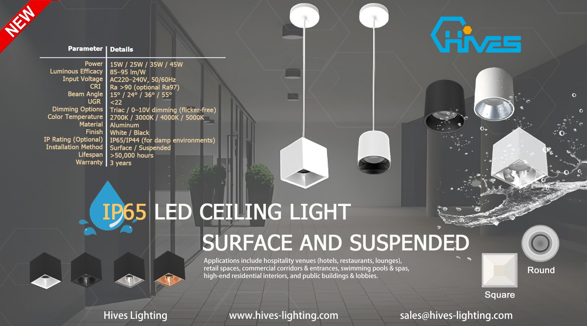 Durable IP65 LED Ceiling Lamp for Commercial & Residential Use | Indoor ...